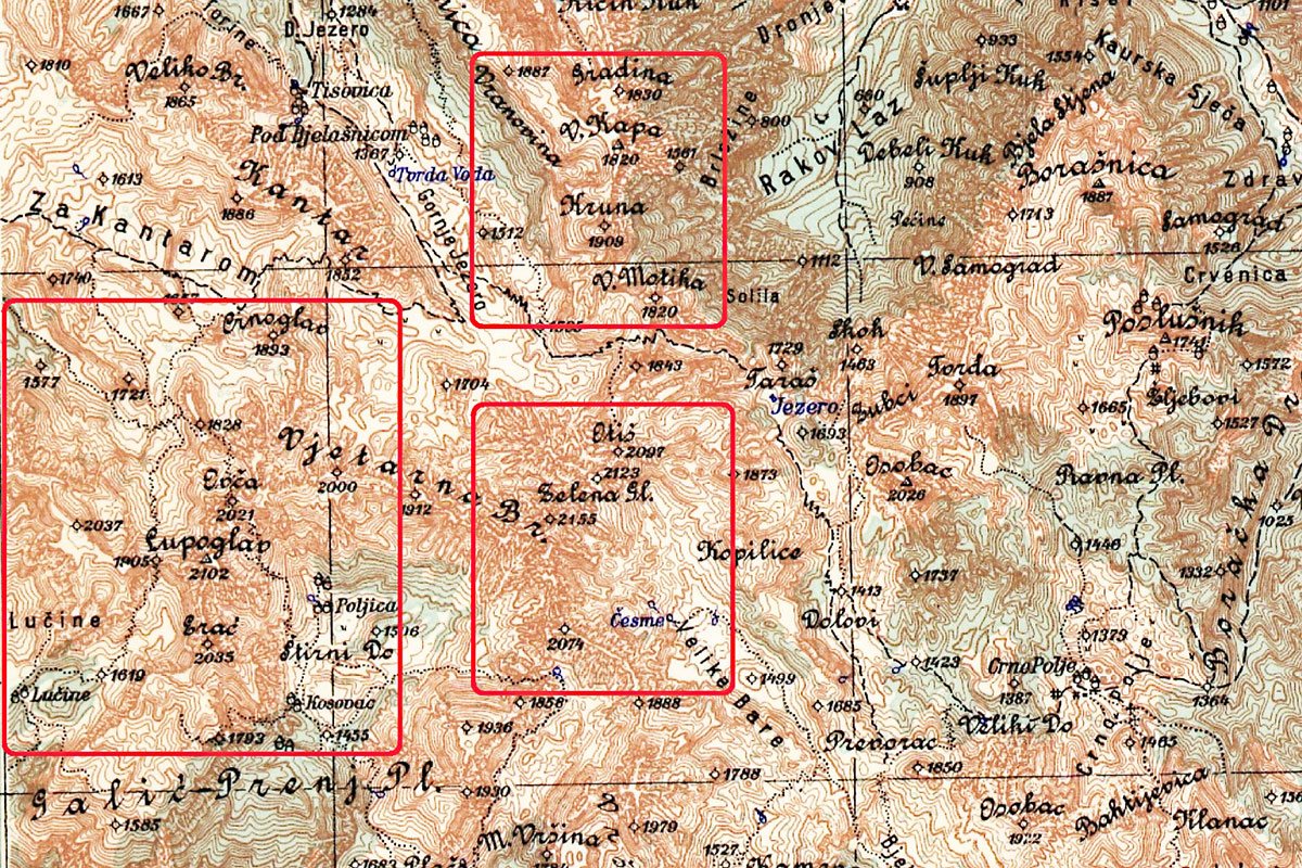 Prenj, topografska karta – Zelena glava i drugi vrhovi – PLANINARENJE ...