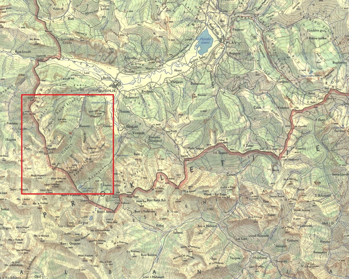 Prokletije, topografska karta – Grbaja – PLANINARENJE sa Bracom Babićem